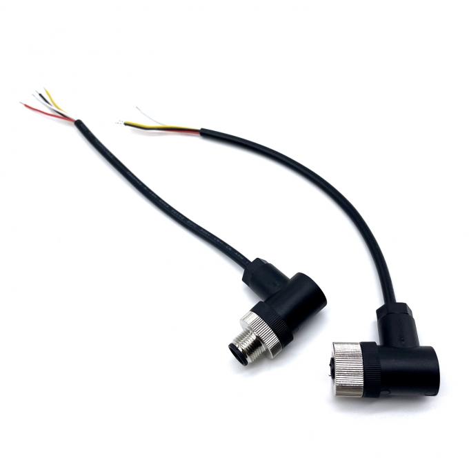 90 Degree Right Angle Custom Waterproof Cables M12 4 Pin Connector Male ...