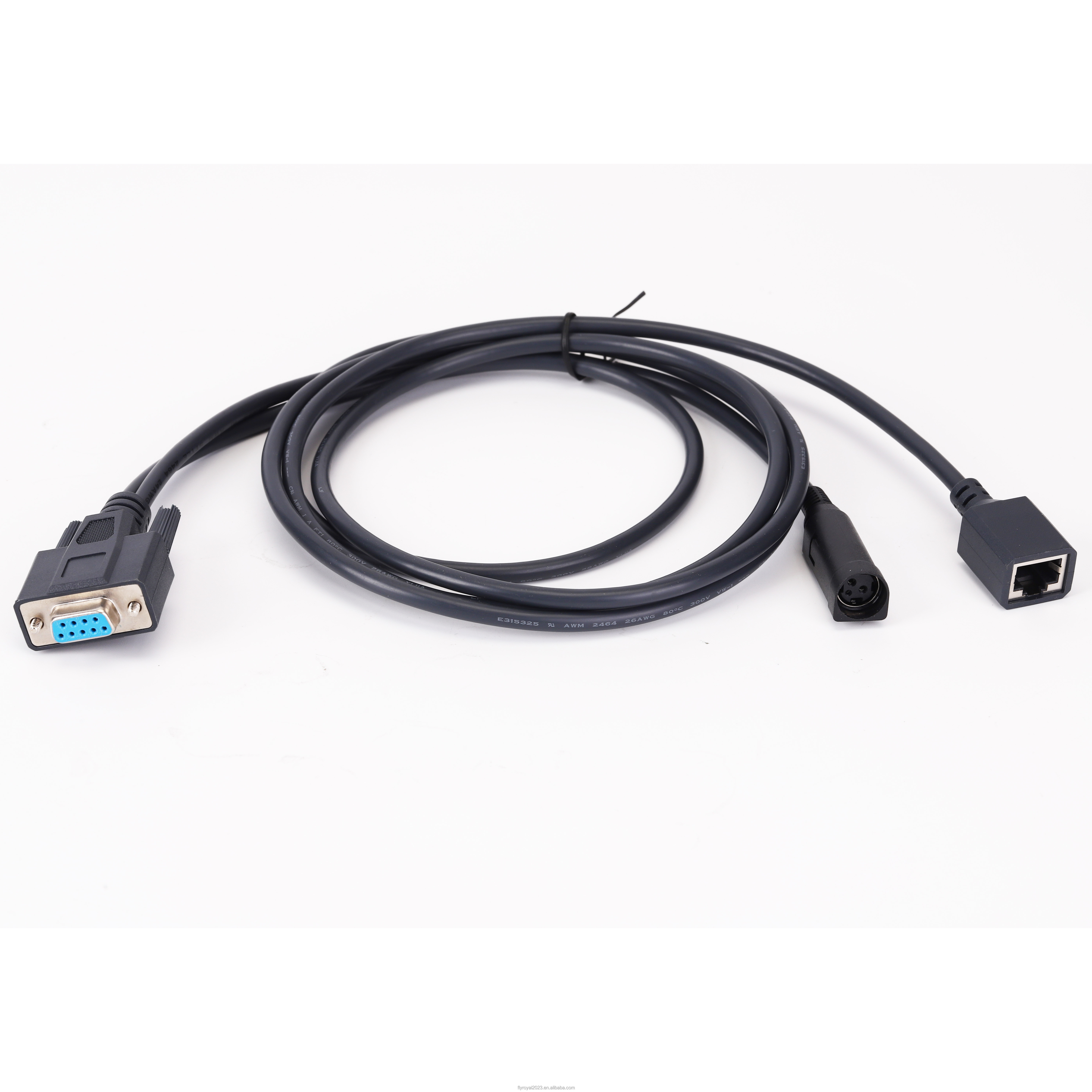 Flexible D SUB Cables DB9 Pin Female To RJ45 And 3 Pin DIN Jack ...